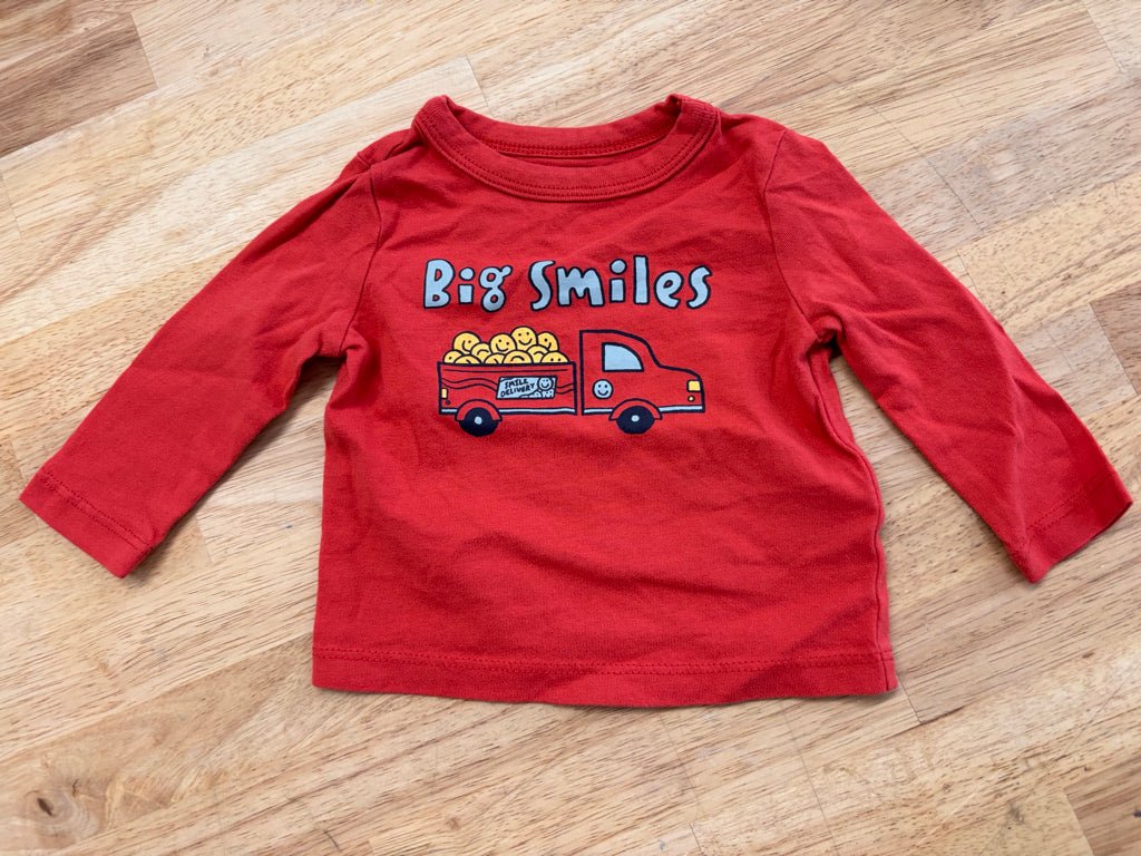 Joe Fresh Shirt – Size 0–3M (Red, Big Smiles) – Nest and Sprout