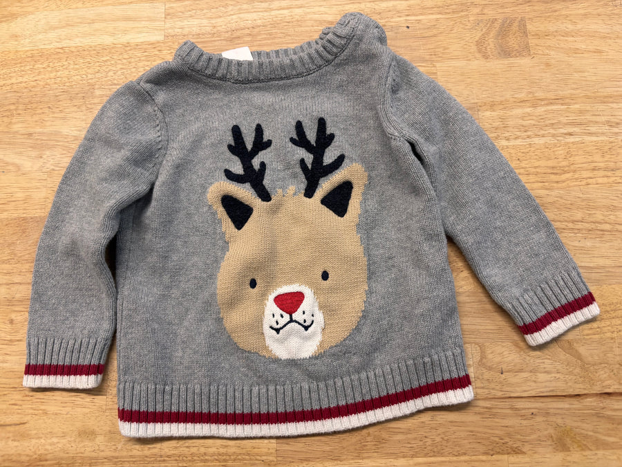 Joe Fresh Knit Sweater – Grey Reindeer – 18-24M – Nest and Sprout