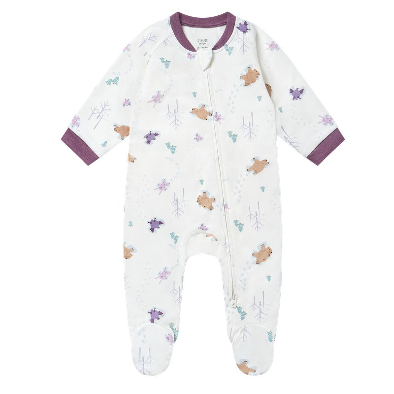 Nest Designs Organic Cotton Footed Sleeper | Snow Angels – Nest and Sprout
