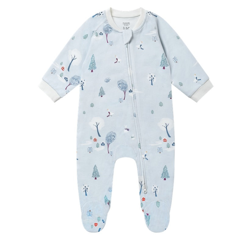 Nest Designs Organic Cotton Footed Sleeper | Snowy Snuggles – Nest and ...